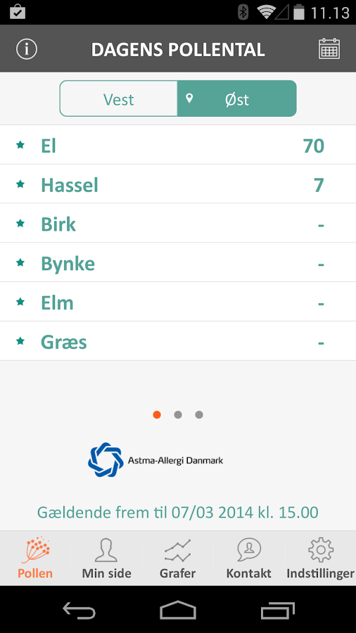 Dagens Pollental – Android-apps på Google Play