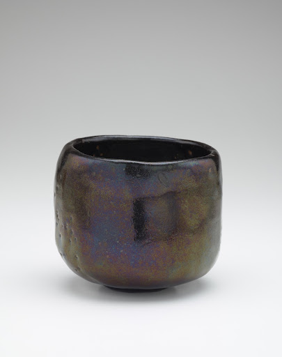 Tea bowl named "Ubatama" (Black Berry), unknown Raku ware workshop ...