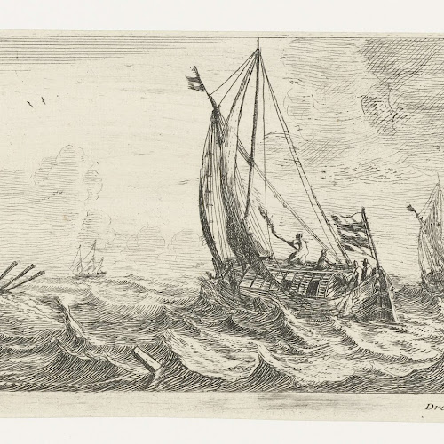 Veerschip op ruwe zee, anonymous, after Reinier Nooms, 1650 - 1738 ...