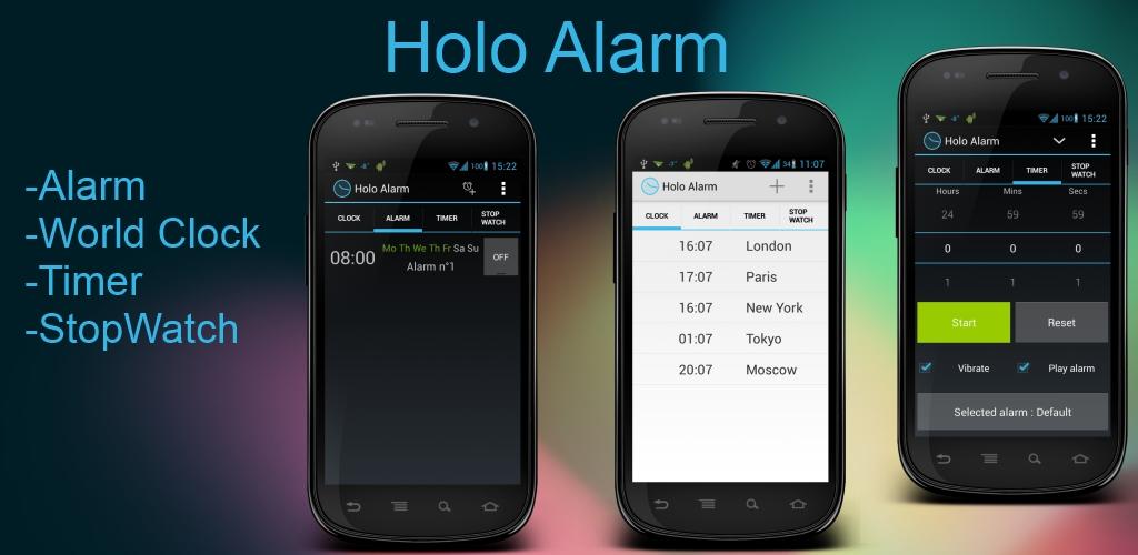 Holo Alarm, Timer, Chrono - Latest version 1 for Android App Tools