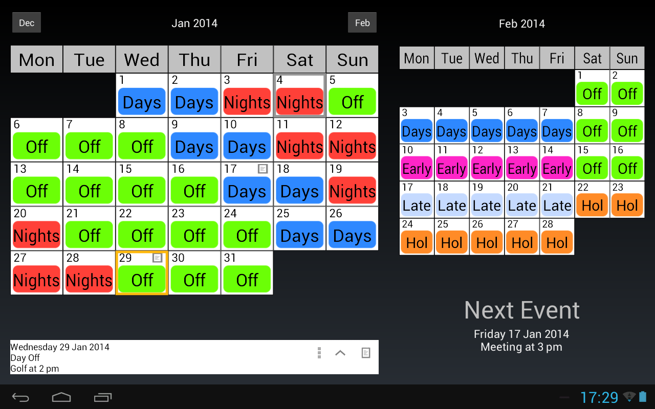 Shift Work Calendar Android Apps On Google Play