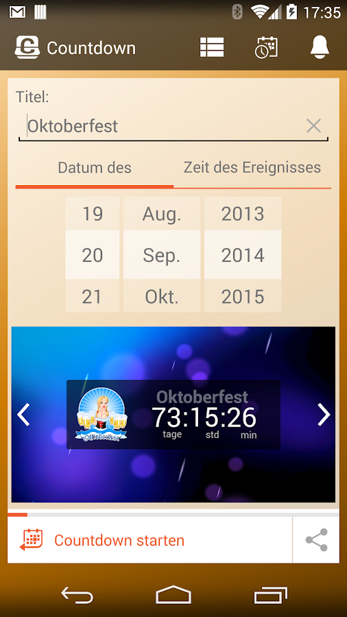Tageszähler Countdown, Applikation für Countdown – Android-Apps auf Google Play