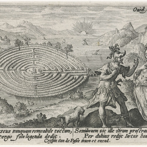 Theseus en Ariadne, Crispijn van de Passe (I), 1602 - 1607 - Rijksmuseum