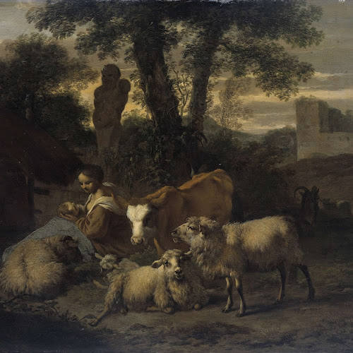 Italian Landscape with Shepherdess and Flocks, Simon van der Does, 1708 ...