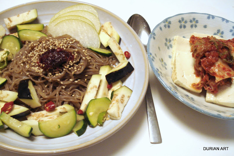 Raw-bergine on Korean soba | GOURMANDE in OSAKA