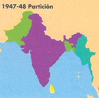 Mapa - El Raj Británico y su Desmembramiento