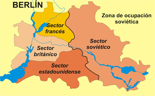 Mapa - División de Berlín al Termino de la Segunda Guerra Mundial