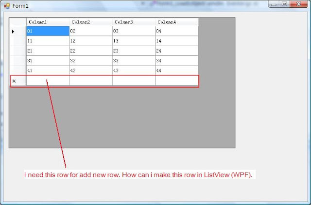 How to make a row which is use for adding new row at the bottom of ...