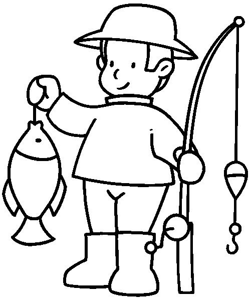 Pinto Dibujos: Pescador para colorear