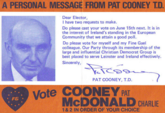 Paddy Cooney, Charlie McDonald -Fine Gael -1989 European Elections ...