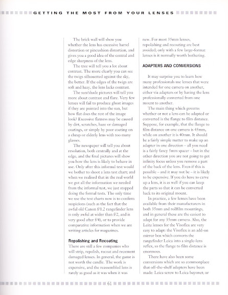 OK, so am about to do lens tests on my lenses - tips/pointers ...