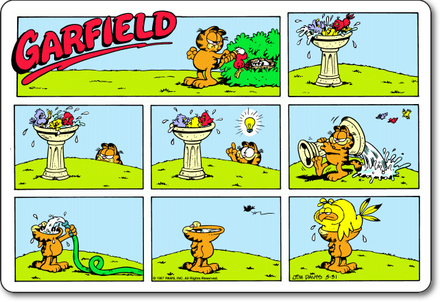 Garfield, The bird pool | The ItsyBitsy bLoG