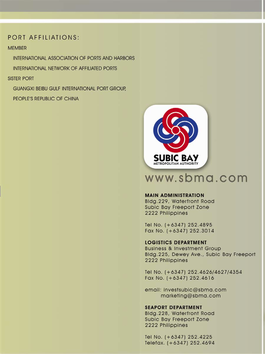 SUBIC BAY METROPOLITAN AUTHORITY: PORT INFORMATION