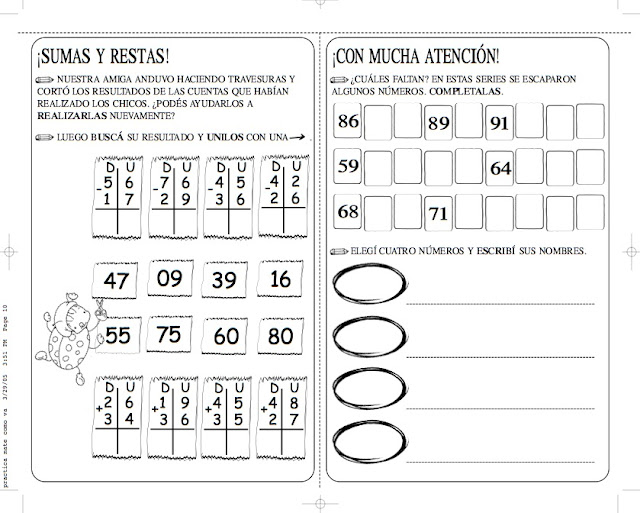 LAMINAS CON PRACTICAS DE MATEMATICAS