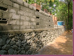 Kerala House construction at Koratty: Rubble work for compound wall and ...
