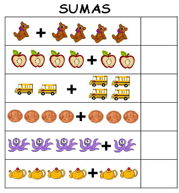 APRENDER A SUMAR. TARJETAS DE SUMAS PARA NIÑOS.