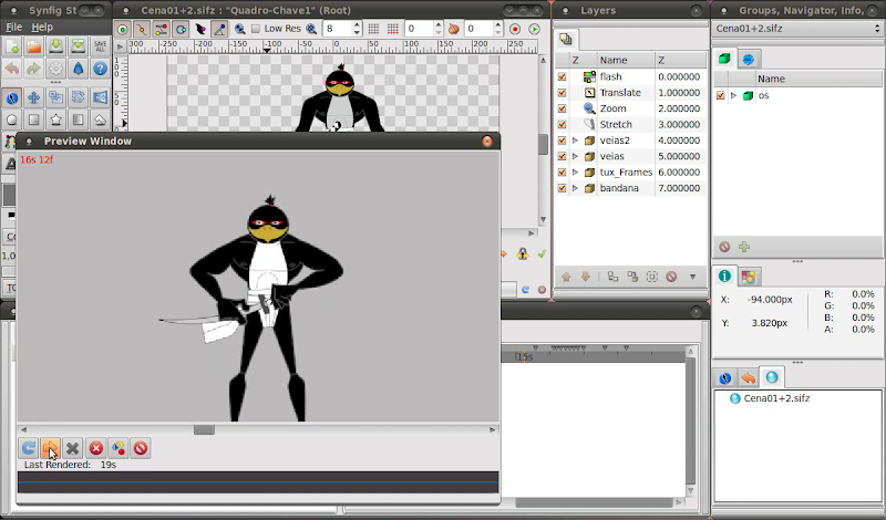 Short movie - Tux ninja - Gimp, inkscape and Synfig. - Work in progress ...