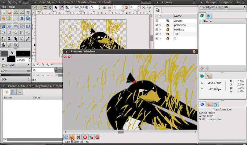 Short movie - Tux ninja - Gimp, inkscape and Synfig. - Work in progress ...