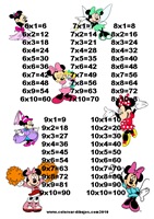 Tablas de multiplicar Disney para imprimir - Colorear dibujos infantiles
