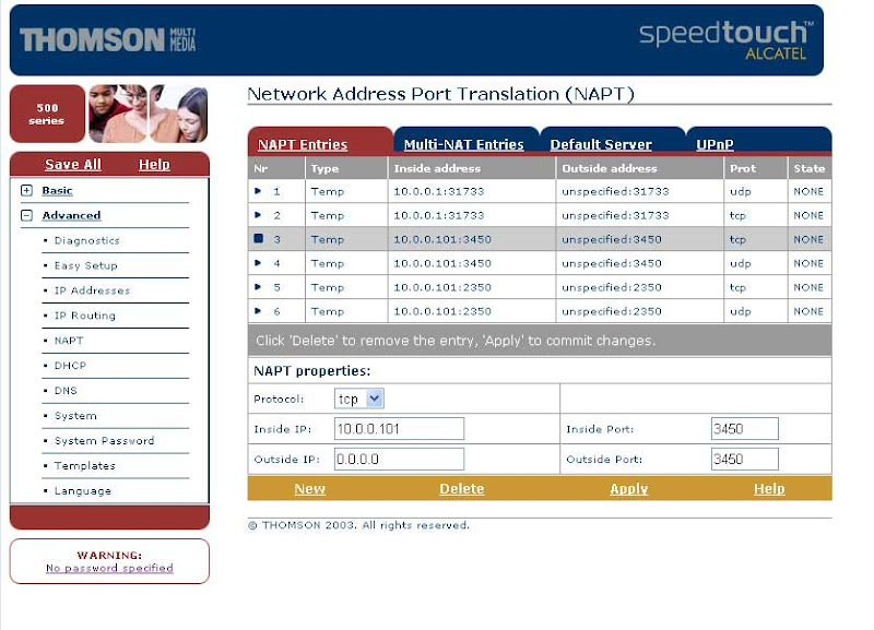 Jak udostępnić/otworzyć porty w Speedtouch 510 ? - elektroda.pl