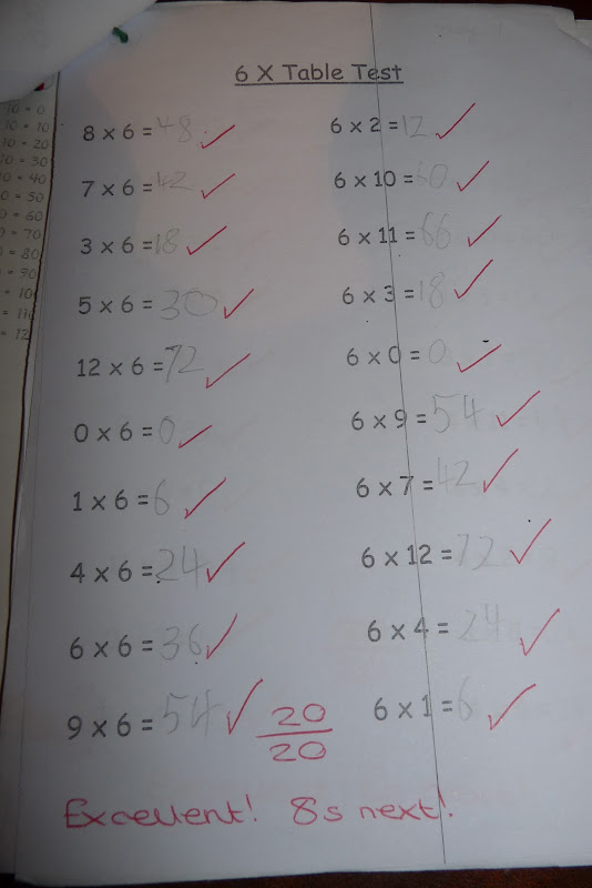 Ryan's Blog: 6 X Table Test