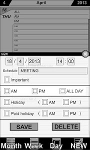 One line schedule – A schedule book.Can enter one line.All day,AM,PM ...
