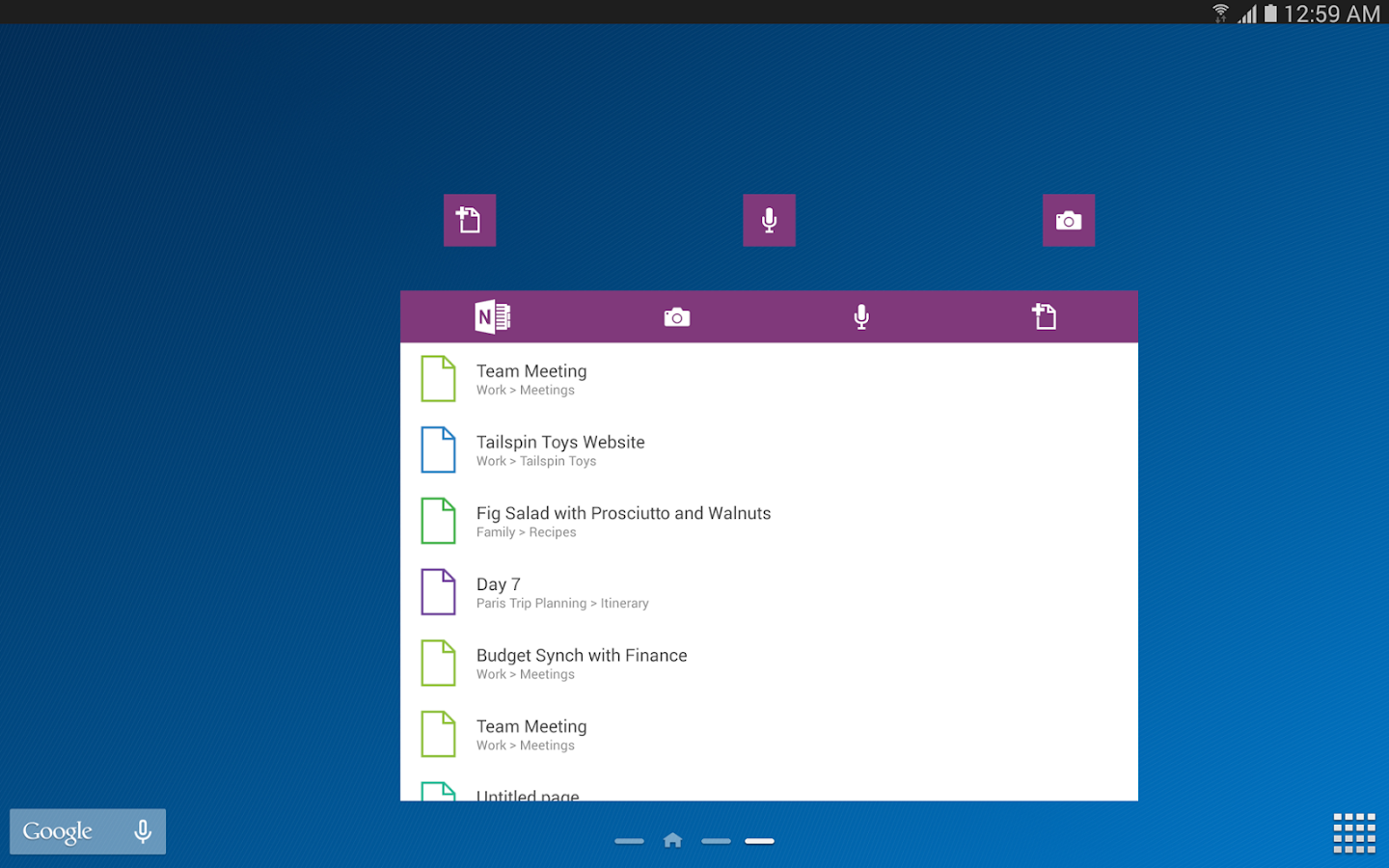 OneNote - screenshot