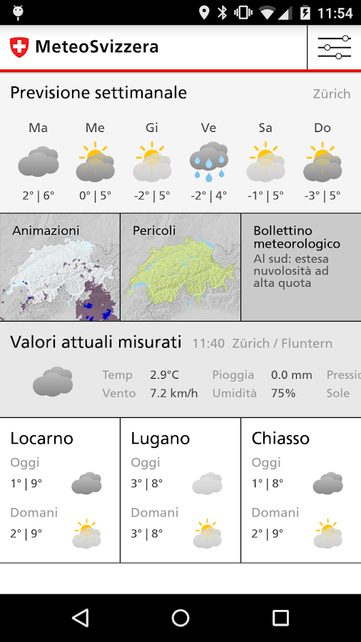 MeteoSwiss - App Android su Google Play