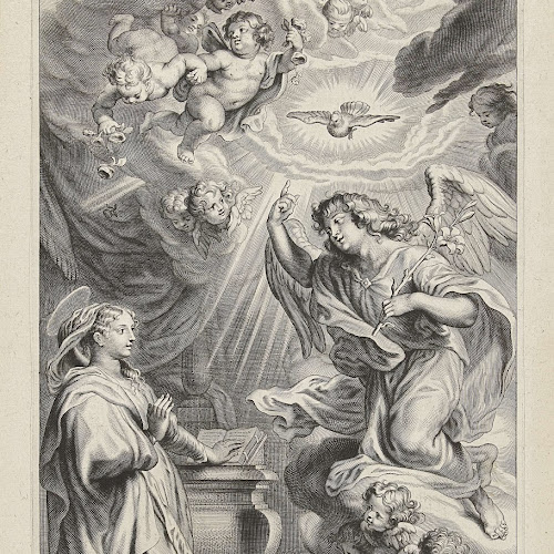 Annunciatie, Cornelis Galle (II), after Abraham van Diepenbeeck, 1650 - 1653 - Rijksmuseum