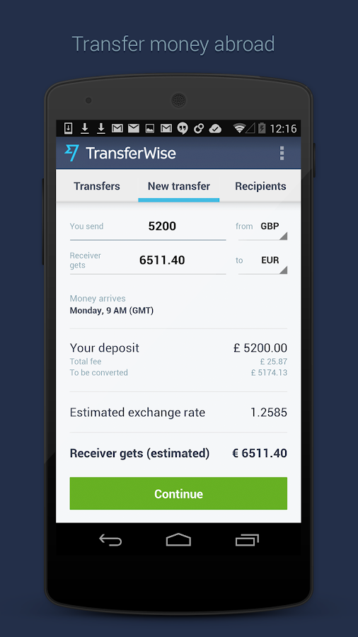 TransferWise Money Transfer - screenshot