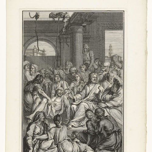 Verlamde door het dak naar Christus neergelaten, Gerrit de Broen (II) (mogelijk), naar Bernard ...