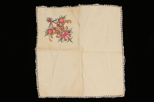 Handkerchief with embroidered floral motif carried by a Polish Jewish ...