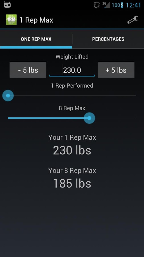1 Rep Max Calculator