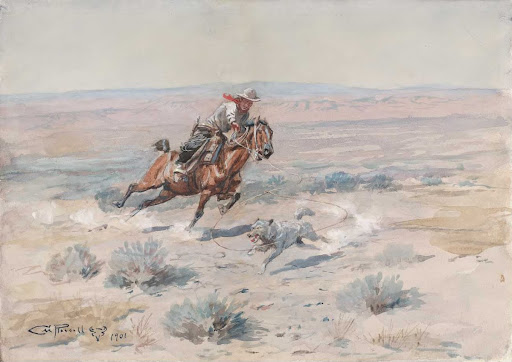 Roping a Wolf - Charles M. Russell — Google Arts & Culture